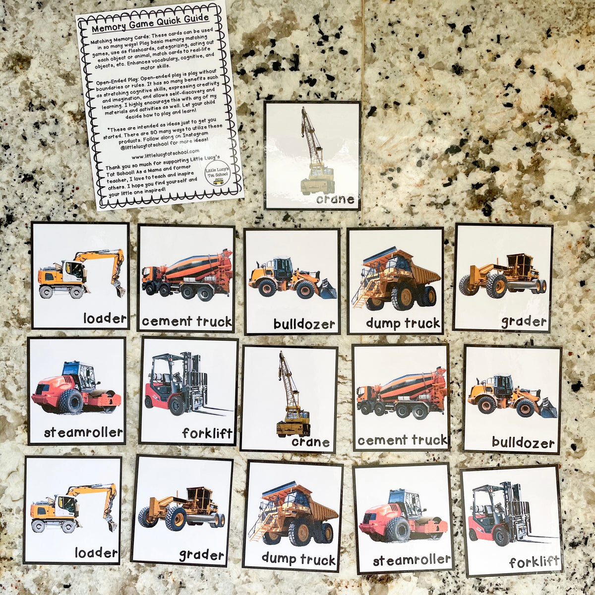 Construction Memory Game Cards – Little Lucy's Tot School